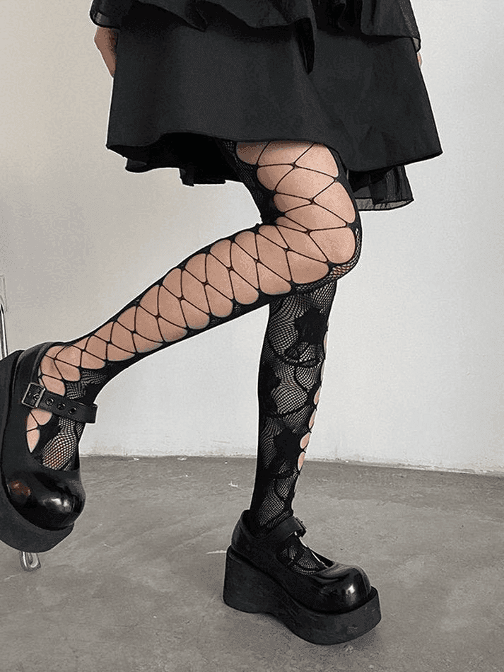 Criss Cross Cutout Floral Mesh Tights – Godu Shop